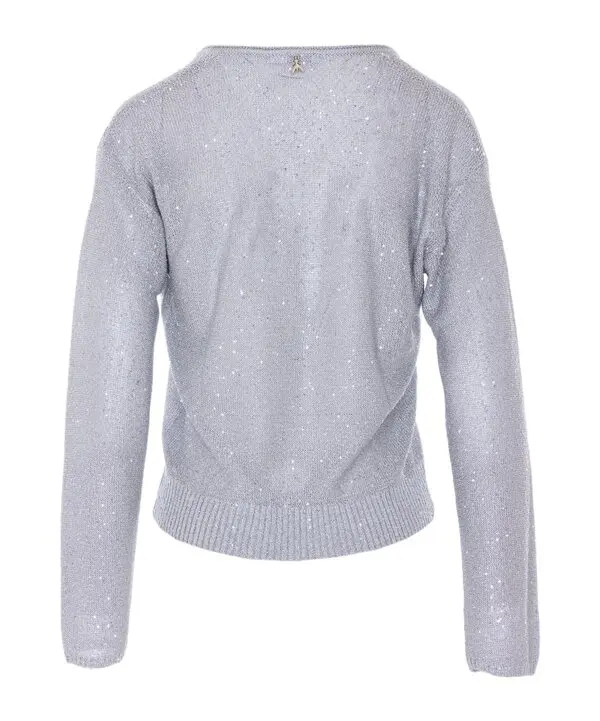 Patrizia Pepe Sequin V-neck Knitted Sweater - Gray