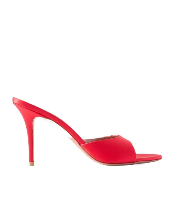 Amina Muaddi Satin Stiletto Mules