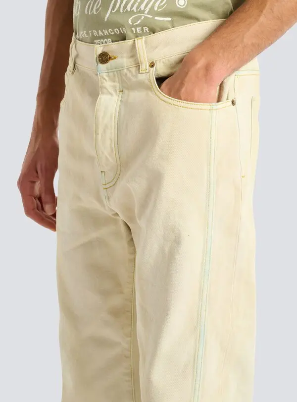 Balmain Faded Denim Jeans With Vintage Sandblasted Effect
