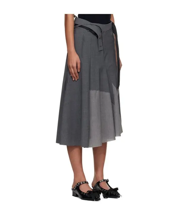 Ottolinger Pleated Wool Blend Midi Skirt With Asymmetrical Cut