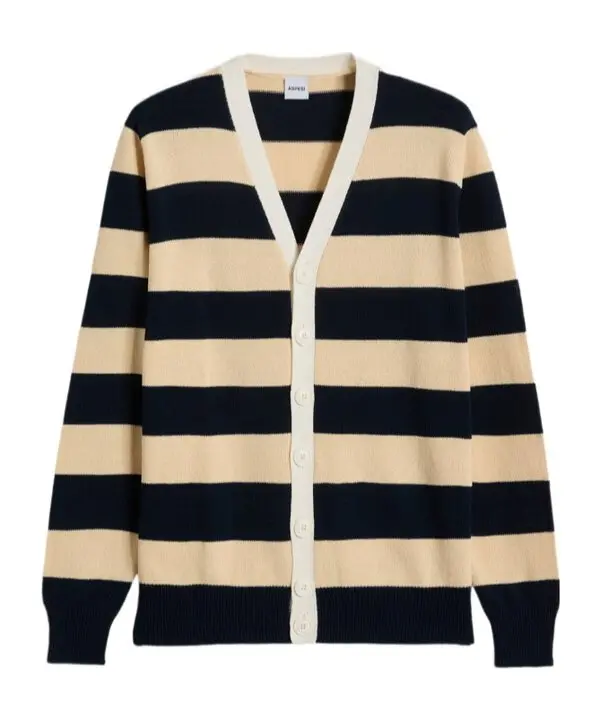 Aspesi Striped Knit Cardigan - Black
