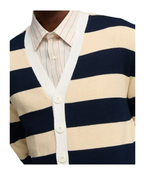 Aspesi Striped Knit Cardigan - Black