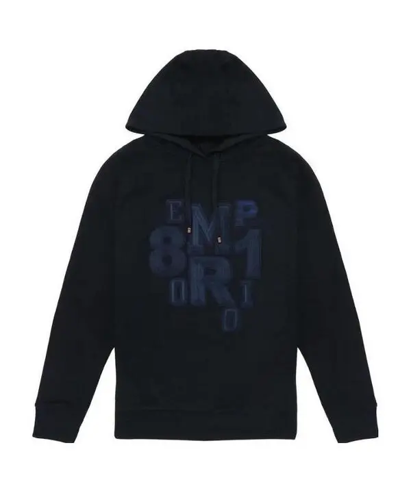 Emporio Armani Embroidered Logo Hoodie - Black