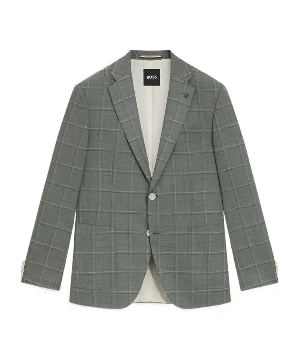 Hugo Boss Checked Patch-pocket Blazer - Green
