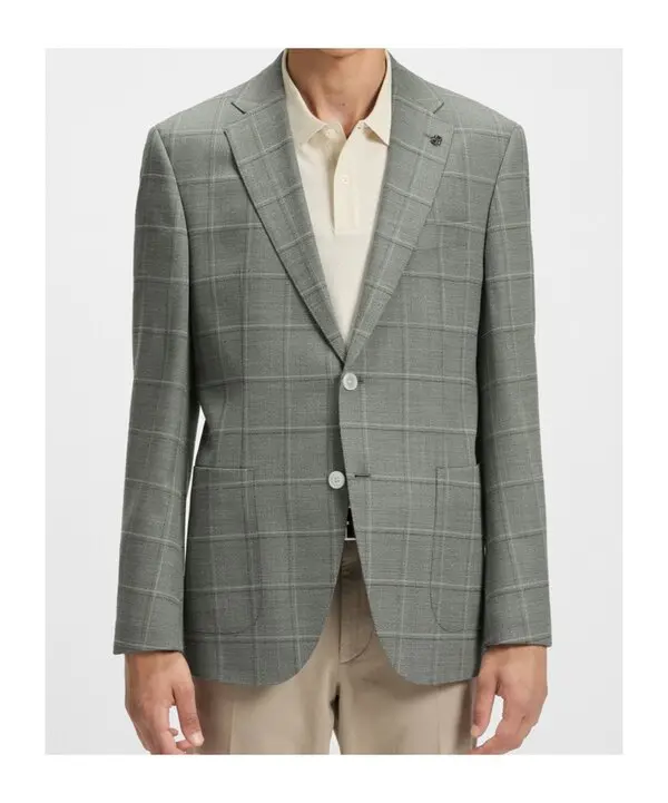 Hugo Boss Checked Patch-pocket Blazer - Green