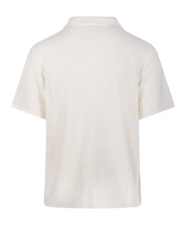 DUNST Open Collar Crochet Shirt - White