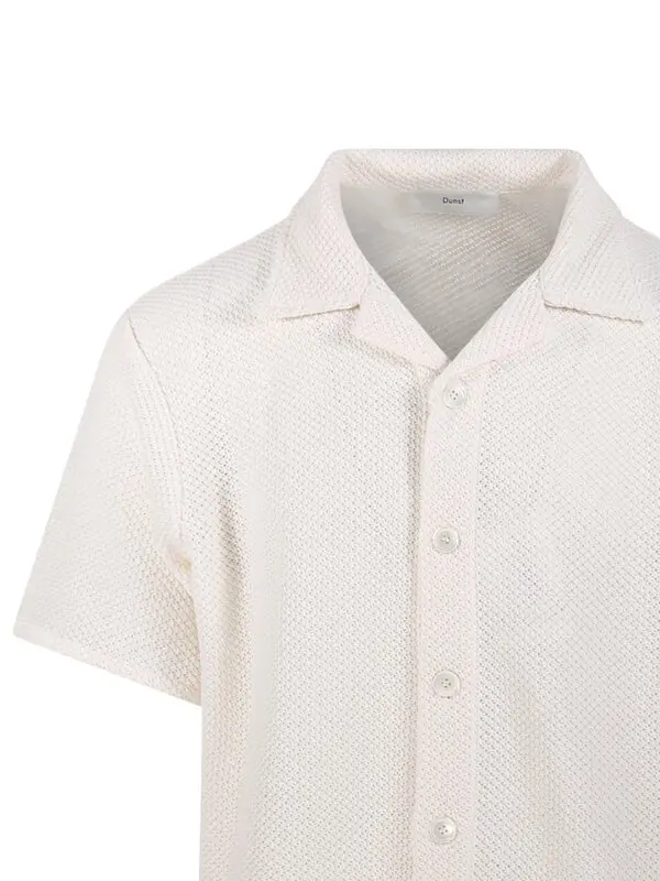 DUNST Open Collar Crochet Shirt - White