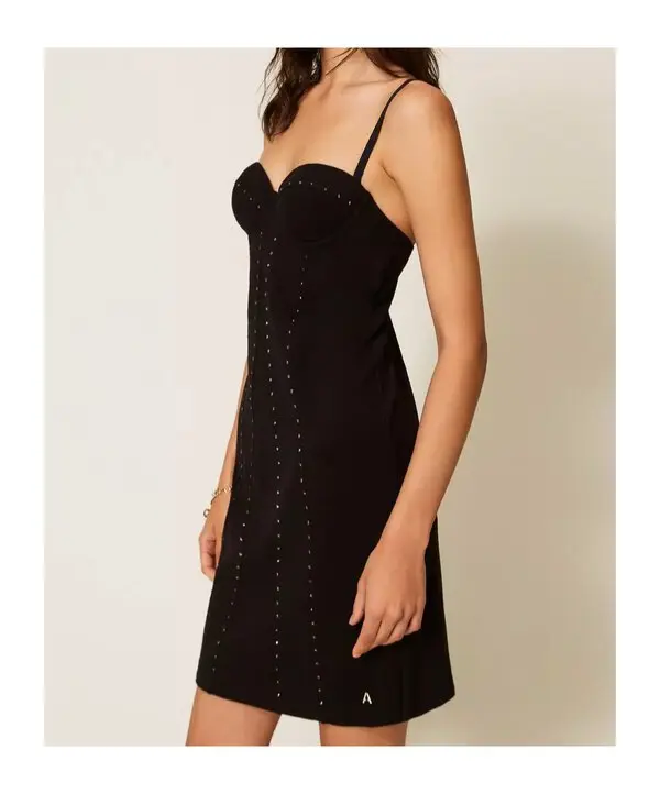 TWINSET Rhinestone Embellishment Mini Dress