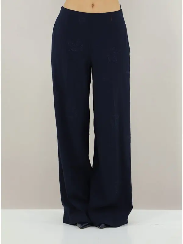 TWINSET Embroidered Wide Leg Trousers With Elasticated Waistband