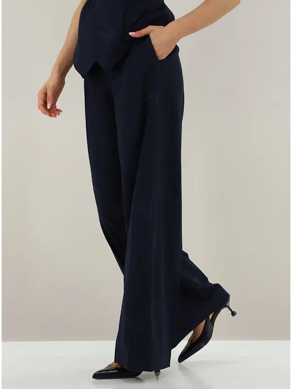 TWINSET Embroidered Wide Leg Trousers With Elasticated Waistband