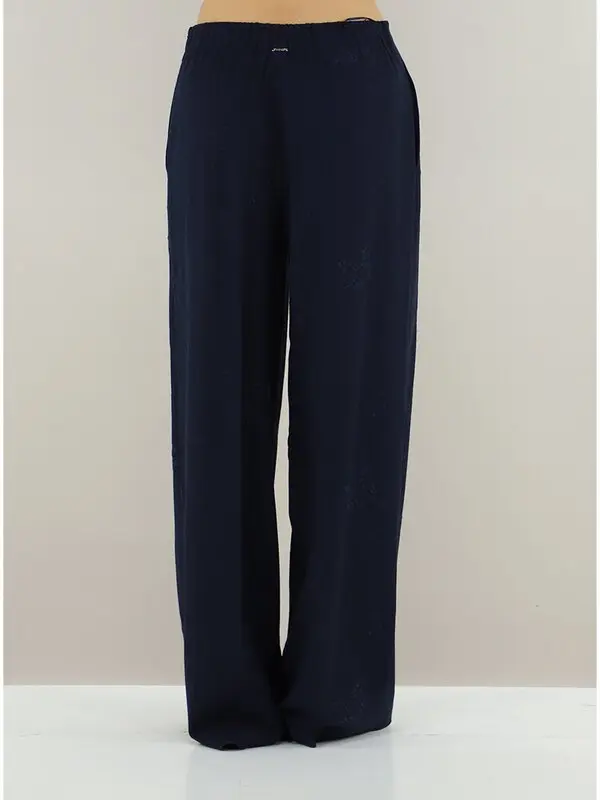 TWINSET Embroidered Wide Leg Trousers With Elasticated Waistband