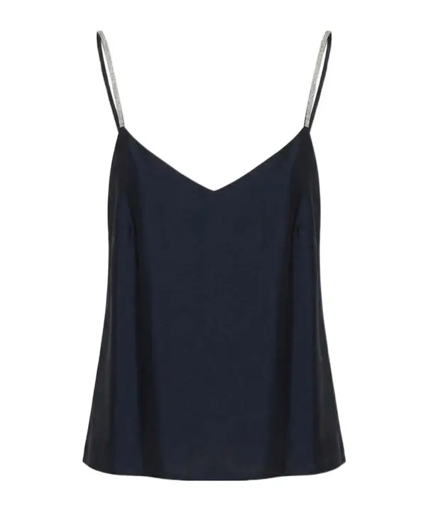 Peserico Embellished V-neck Sleeveless Top - Black