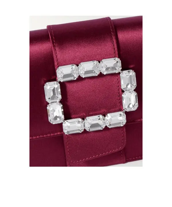 Manolo Blahnik Crystal-embellished Satin Clutch - Red