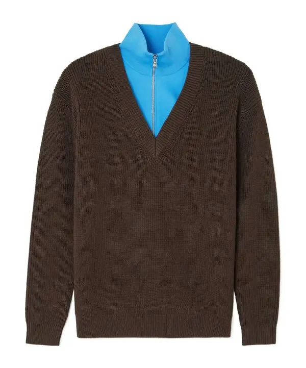 Tibi Wool-blend Half-zip Sweater
