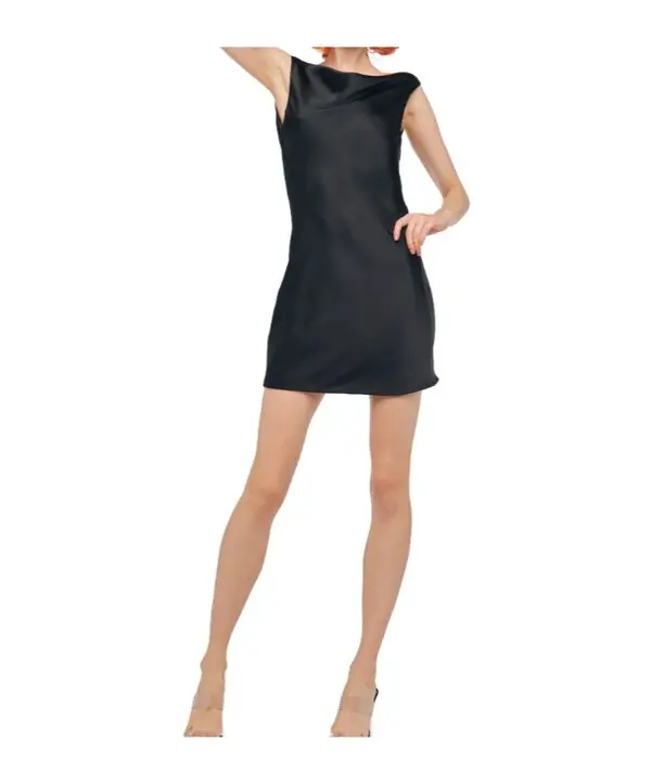 Norma Kamali Sleeveless Low Back Drape Mini Dress - Black