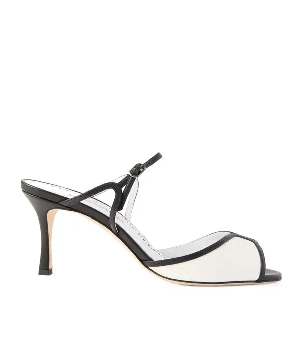 Manolo Blahnik Two-tone Leather Mules With Stiletto Heel