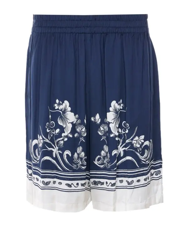 IH NOM UH NIT Printed Elastic Waist Shorts - Blue