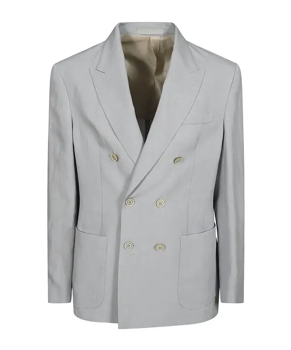 Eleventy Double-breasted Patch-pocket Blazer - Gray