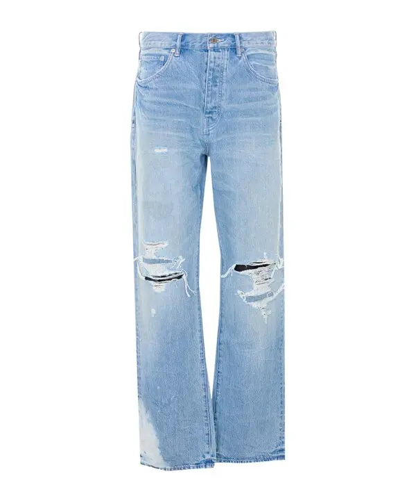 PURPLE BRAND Distressed Straight-leg Jeans - Blue