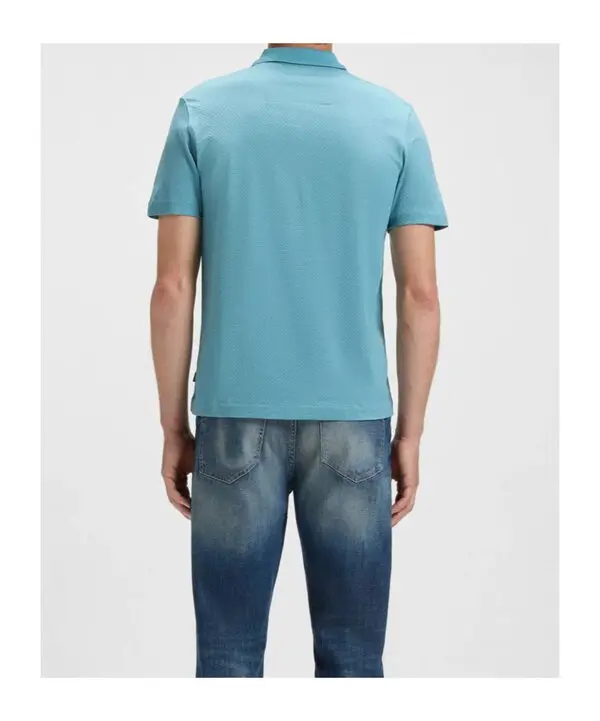 Hugo Boss Geometric-jacquard Polo Shirt In Mercerised Cotton