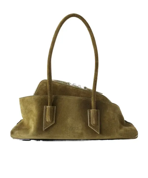Attico Small Asymmetric Suede Tote - Green