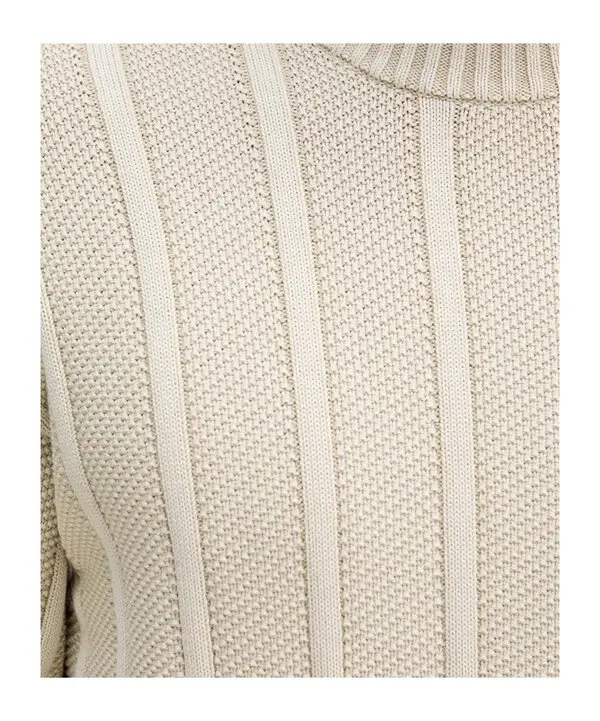 Hugo Boss Ribbed Crew Neck Sweater - Nude
