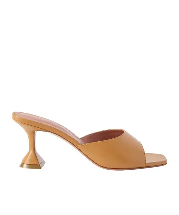 Amina Muaddi Leather Mules With Sculptural Heel - Brown