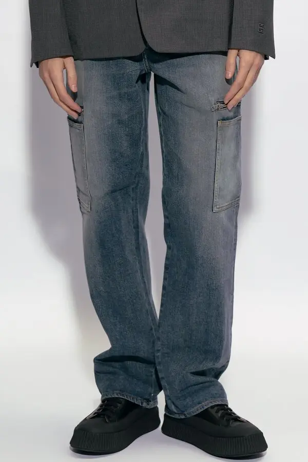 Givenchy Pocket Detailed Straight Leg Jeans - Medium Blue