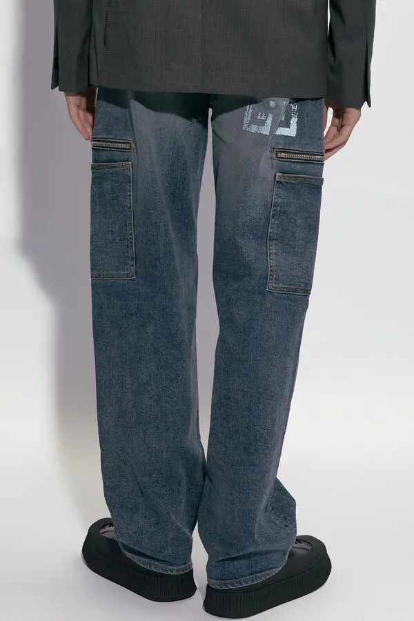 Givenchy Pocket Detailed Straight Leg Jeans - Medium Blue