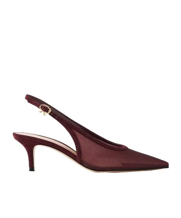 GIANVITO ROSSI Mesh And Suede Slingback Pumps