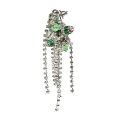 Dries Van Noten Embellished Dangle Pendant Earrings - Gray