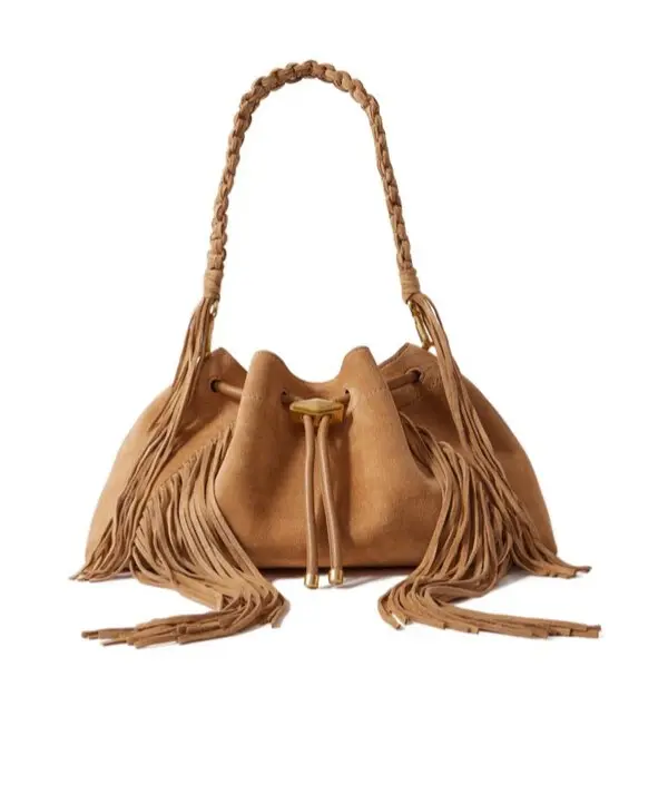 JIMMY CHOO Fringed Suede Bucket Bag