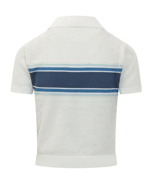 Casablanca Mesh Stripe Zip Polo Top