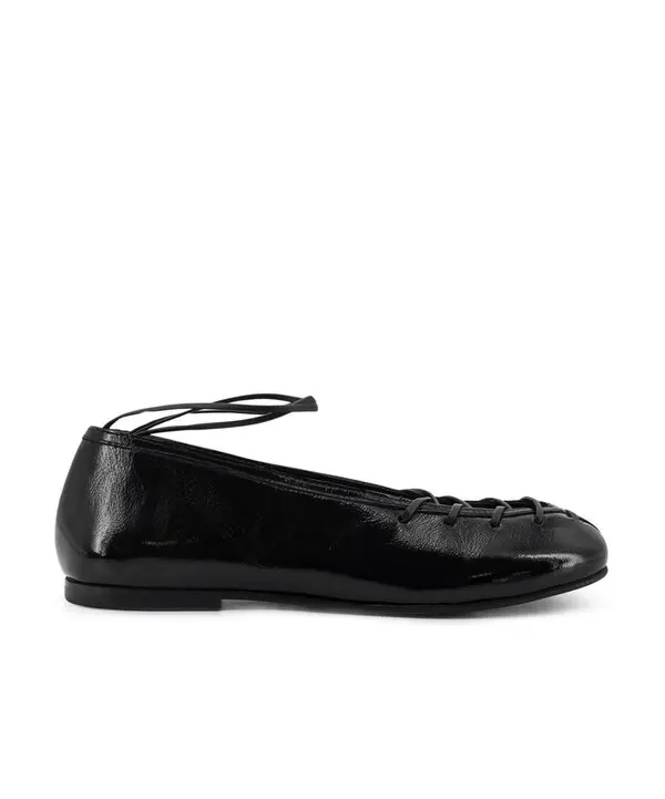 ALOHAS Lace-up Square-toe Ballet Flats - Black