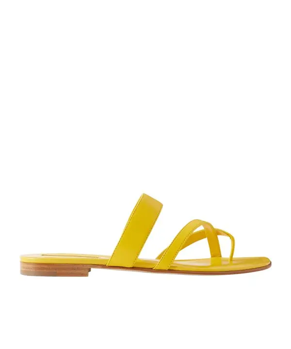 Manolo Blahnik Susa Leather Sandals - Yellow