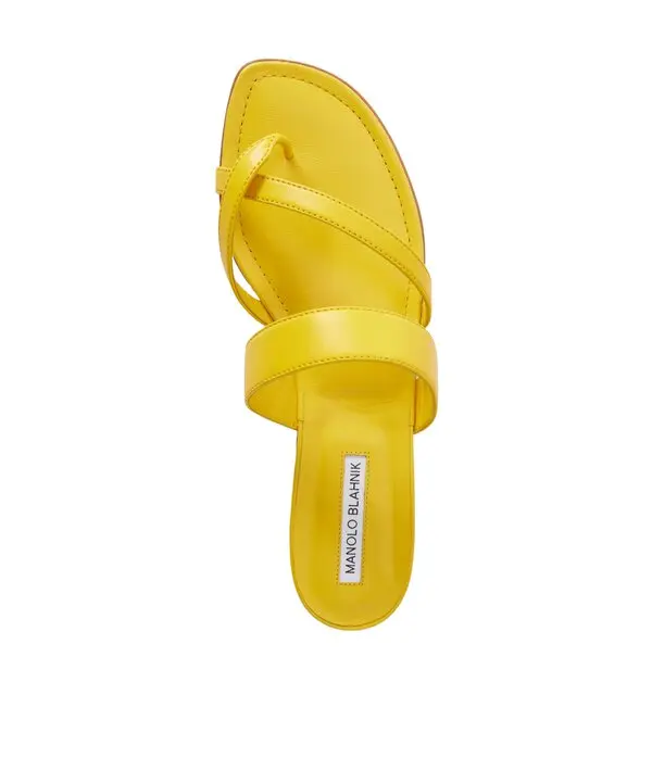 Manolo Blahnik Susa Leather Sandals - Yellow