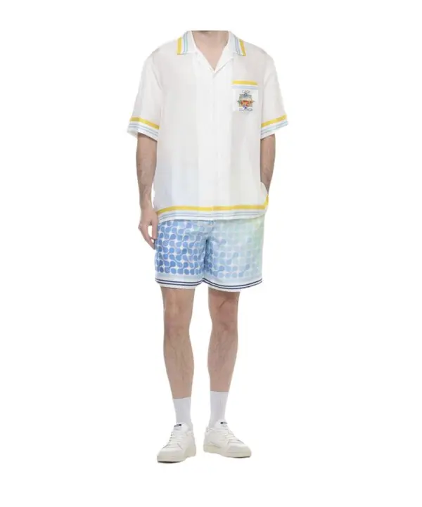 Casablanca Patterned Drawstring Shorts - Blue