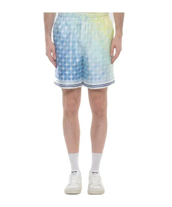Casablanca Patterned Drawstring Shorts - Blue