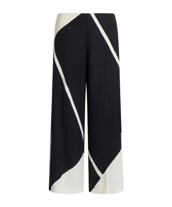 Alberta Ferretti Viscose Twill Trousers With Graphic Print - Black