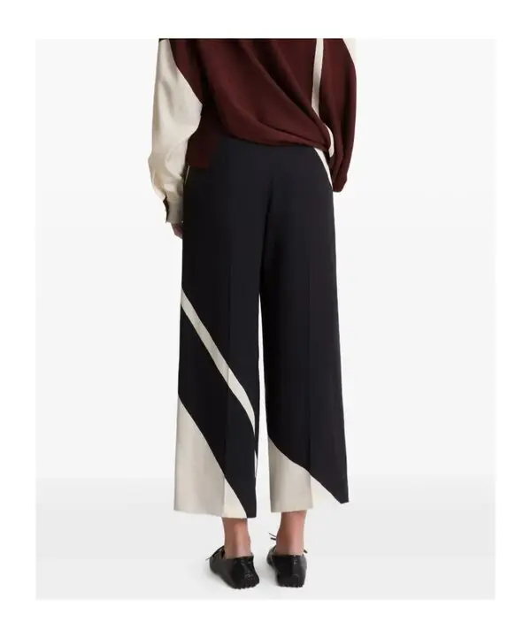 Alberta Ferretti Viscose Twill Trousers With Graphic Print - Black