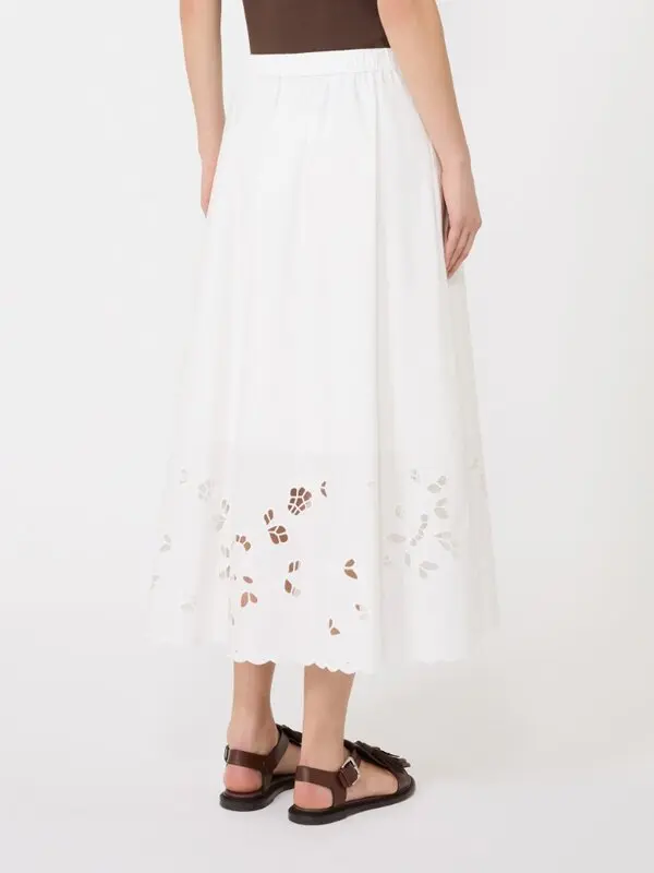 Max Mara Embroidered Poplin Midi Skirt - White