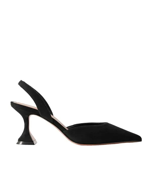 Amina Muaddi Holli Suede Slingback Pumps - Black