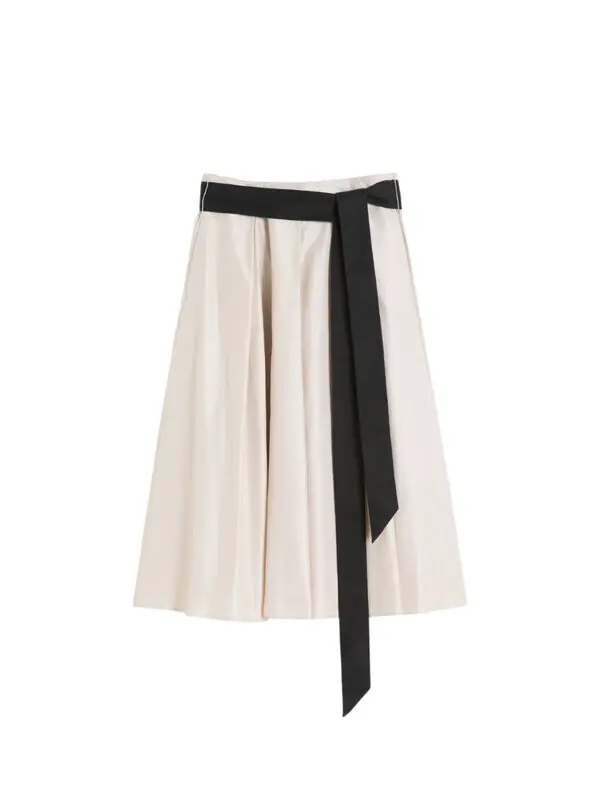 Max Mara Belted Pleated Midi Skirt - White