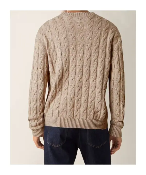 Zegna Cable Knit Crew Neck Sweater - Beige