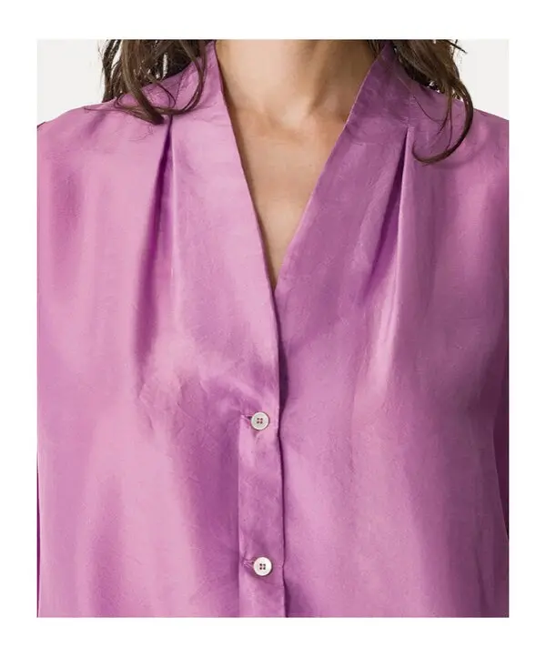 FORTE_FORTE V-neck Button-up Shirt - Burlesque