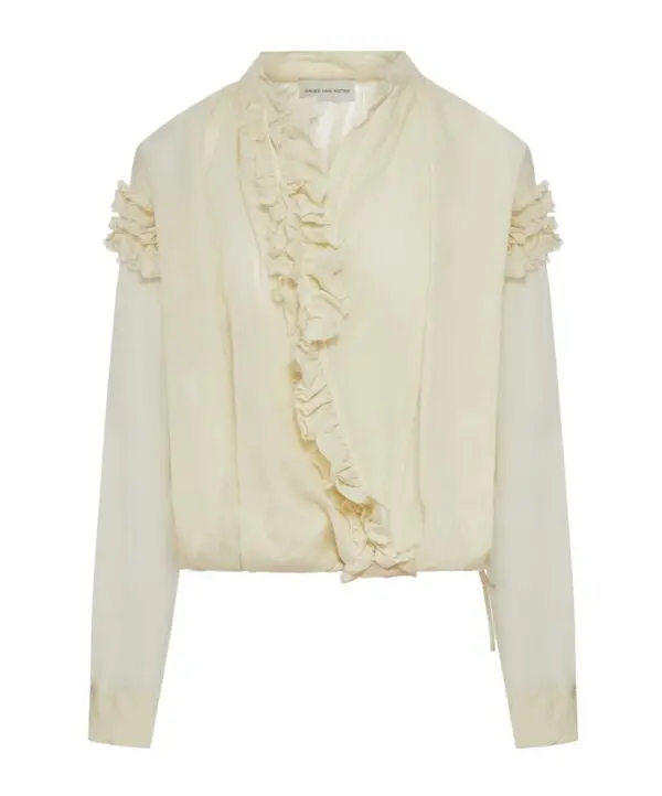 Dries Van Noten Long Sleeve Ruffle Shirt - Ivory
