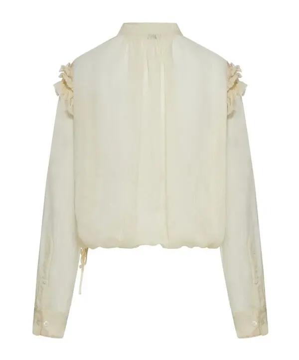 Dries Van Noten Long Sleeve Ruffle Shirt - Ivory