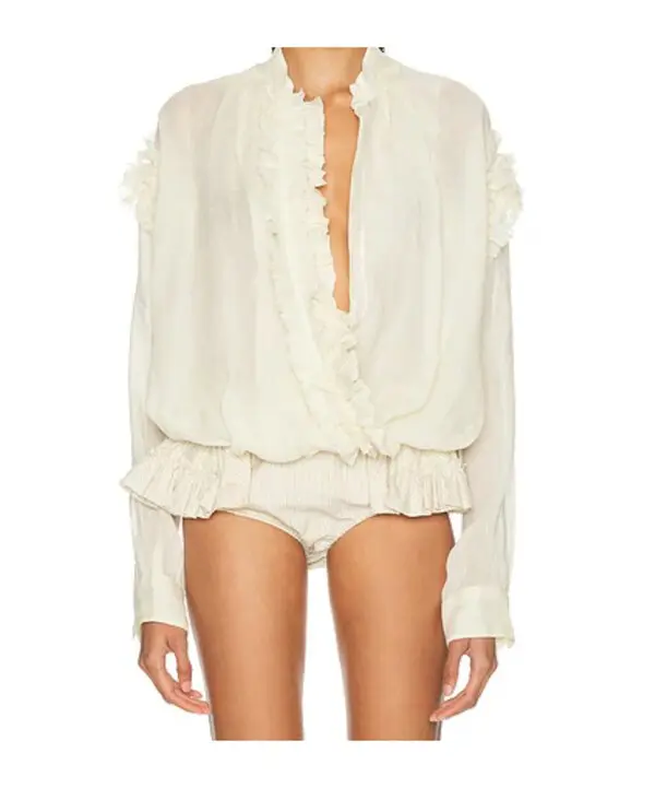 Dries Van Noten Long Sleeve Ruffle Shirt - Ivory
