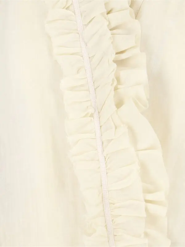 Dries Van Noten Long Sleeve Ruffle Shirt - Ivory