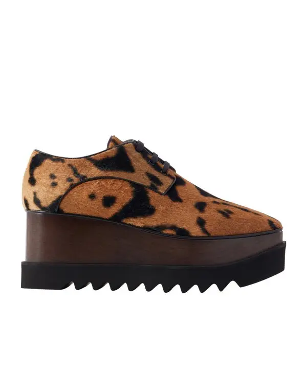 Stella McCartney Elyse Animal-print Velvet Platform Brogues - Black